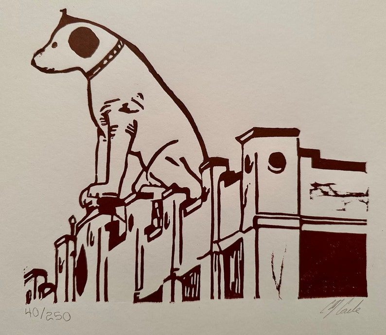 Nipper Linoleum Block Print - Etsy