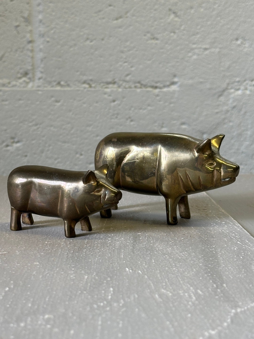 Pair of Solid Brass Pigs - Etsy