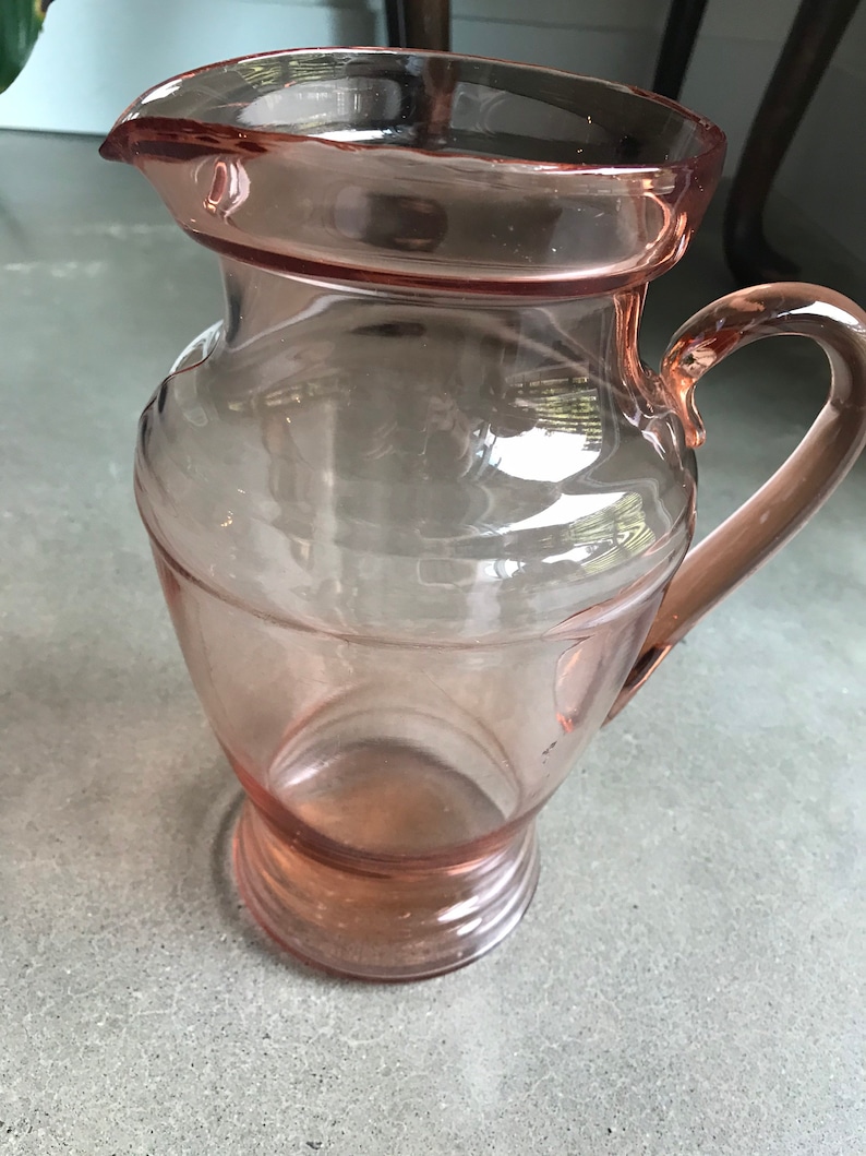 Vintage Pink Depression Glass Pitcher | Etsy