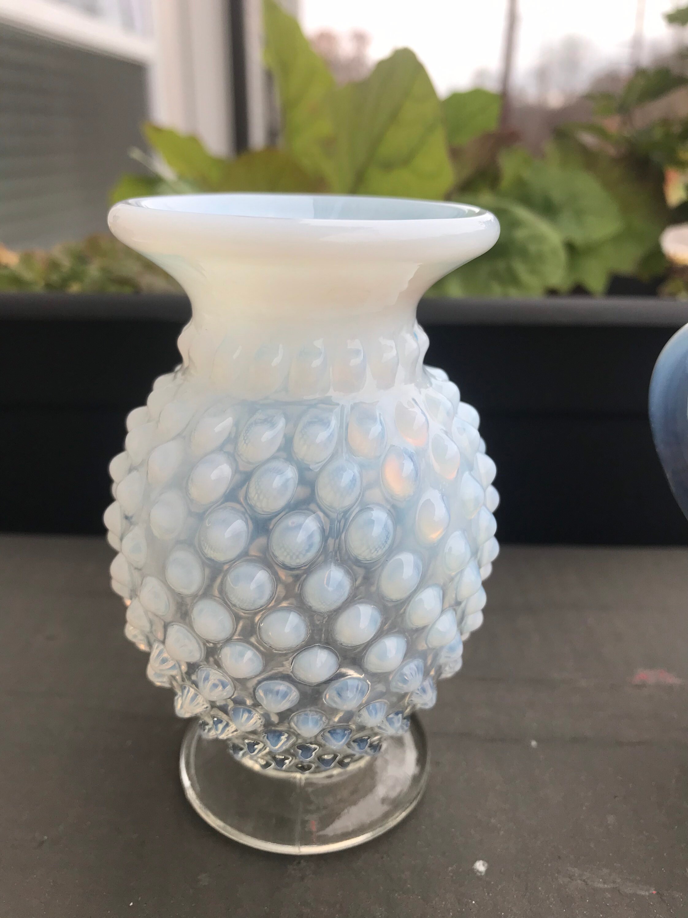 Set of Three Petite Moonstone Opalescent Hobnail Glass Vases | Etsy
