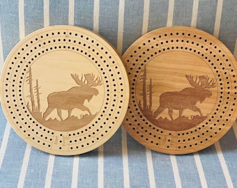 Wooden Moose Cribbage Board - Etsy