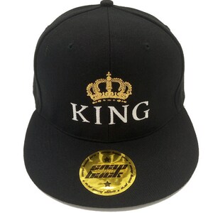 KING and QUEEN With Golden Crowns Embroidered Snapback Flat Peak Full ...