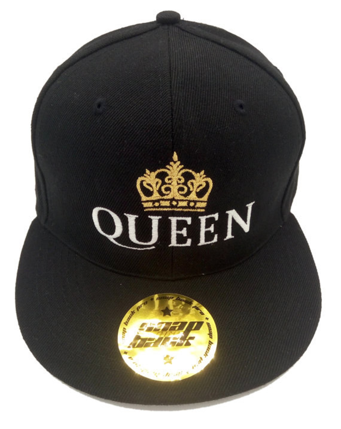 KING and QUEEN with golden crowns embroidered snapback flat | Etsy