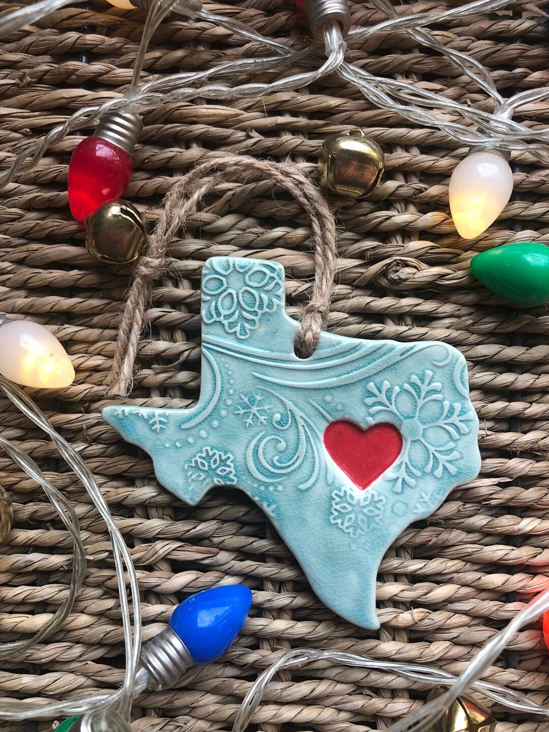 DISCOUNTED Texas Ornament Snowflake Texture With Heart Icy - Etsy