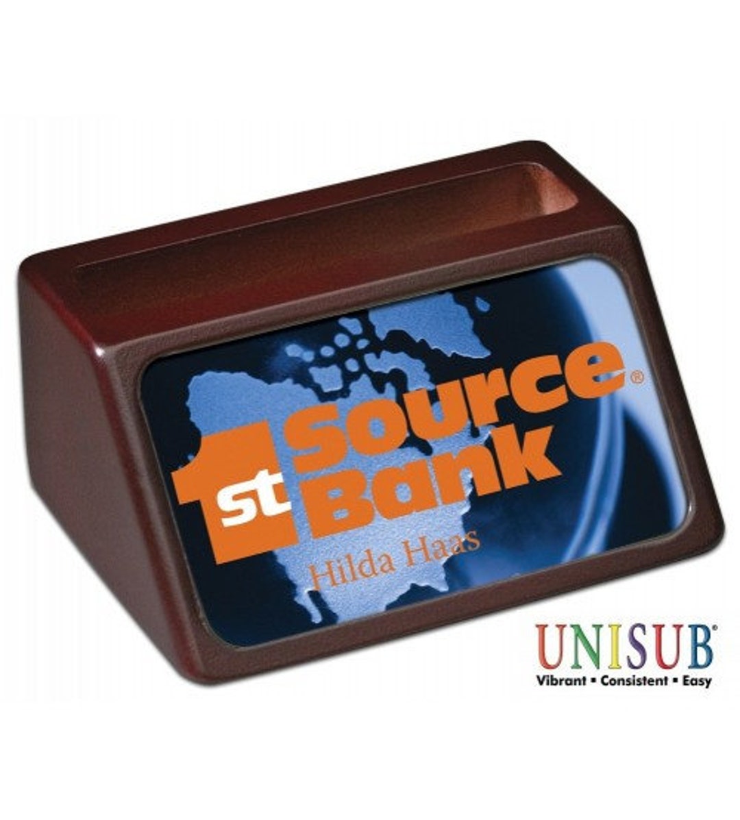 Personalized Wooden Desk Business Card Holder - Etsy