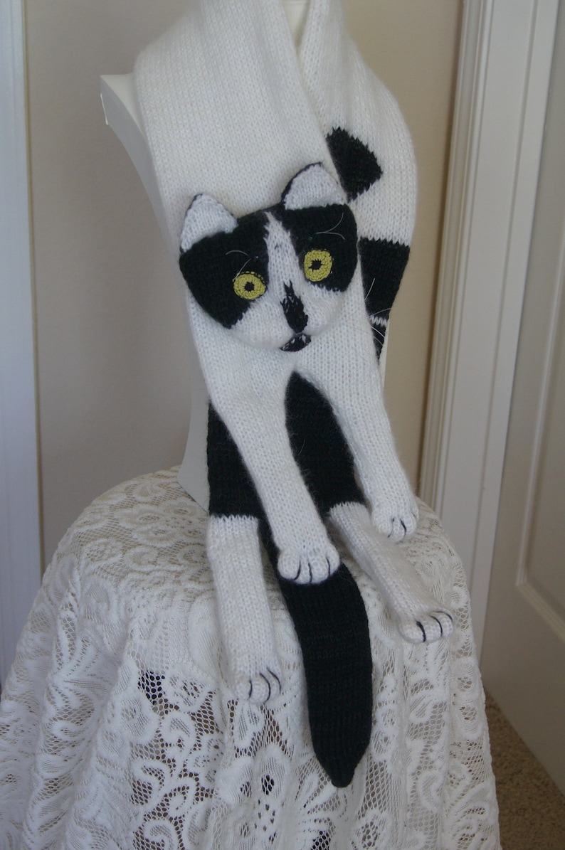 Custom Order Scarf Knitting Pure Wool Long Scarf Cat Lovers Memory Lost ...