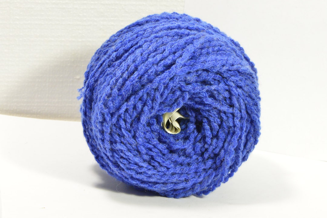 Wool Blend Yarn Medium Blue Yarn Chunky Yarn Vintage Yarn Made in ...