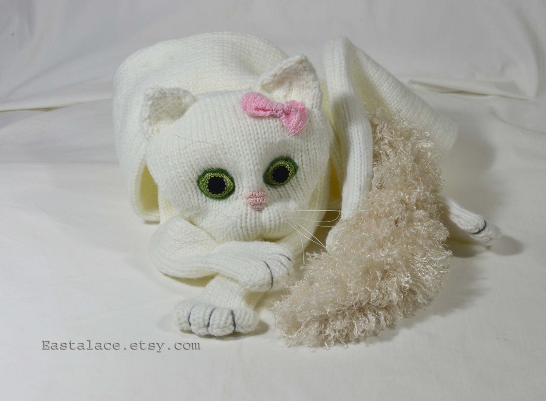 White Cat Scarf Knitting Cat Scarf Animal Knitting Scarf-cat Lover - Etsy