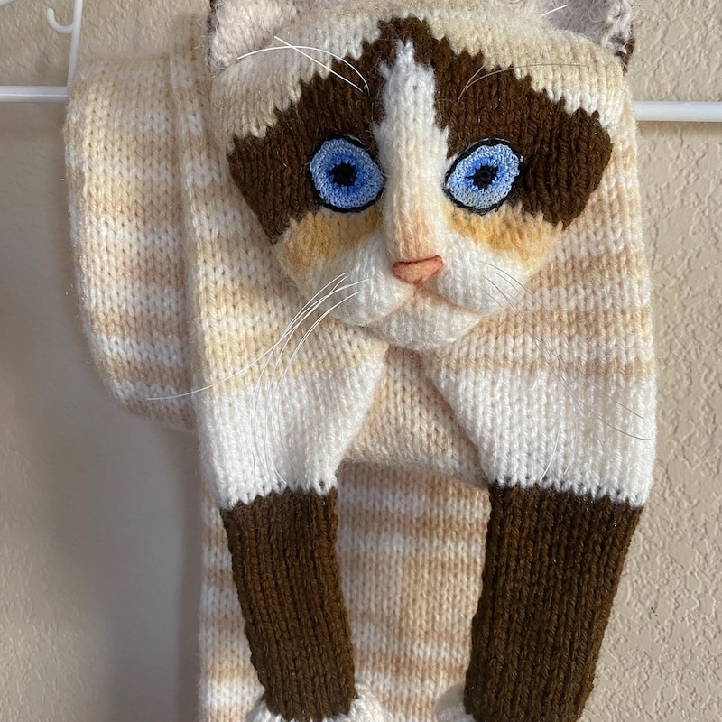 Cat Lover Hand Knit Scarf - Etsy