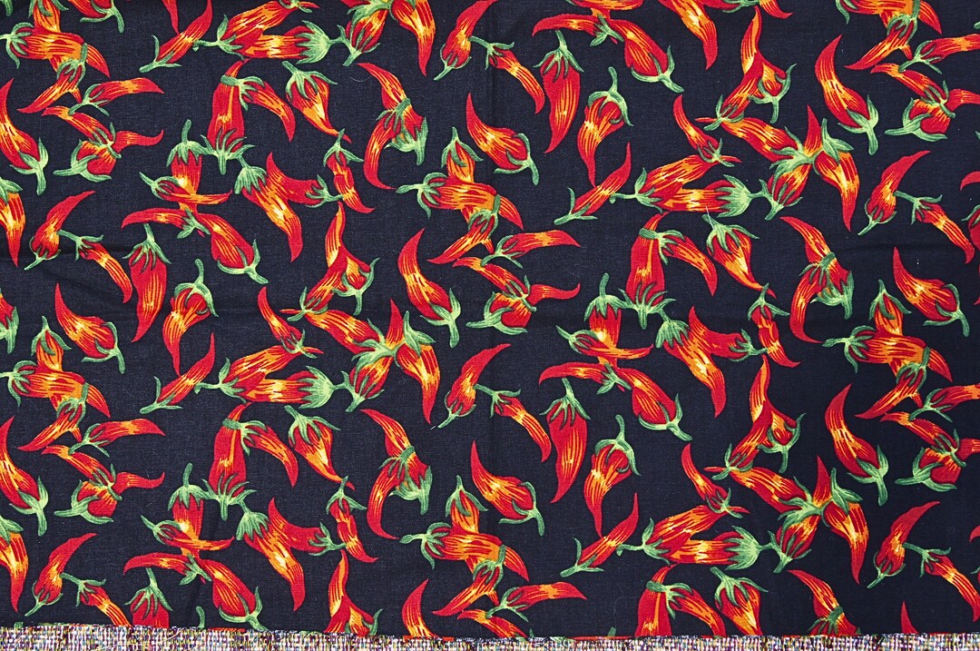 Chili Peppers Fabric, 100% Cotton Art and Modern Fabric Remnant 27 Inch ...