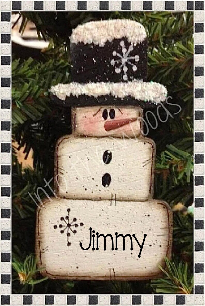Personalized Snowman Ornament: Handpainted Cubed Wood Christmas Decor ...