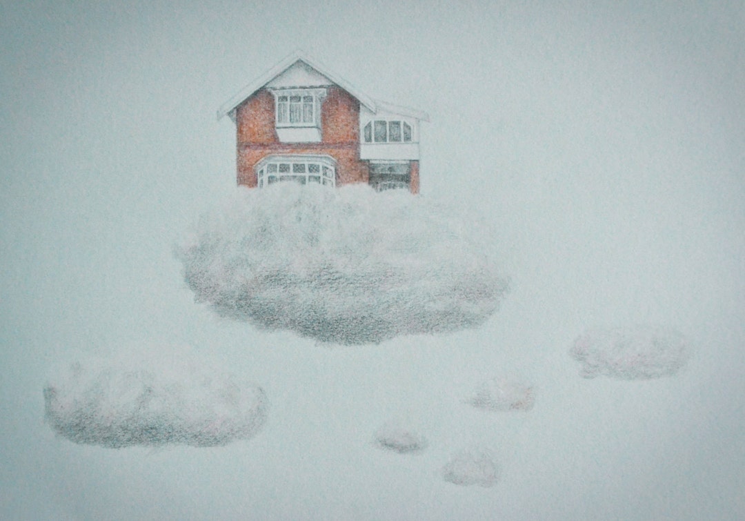 House on Cloud Drawing, Limited Edition Print of Original Pencil ...
