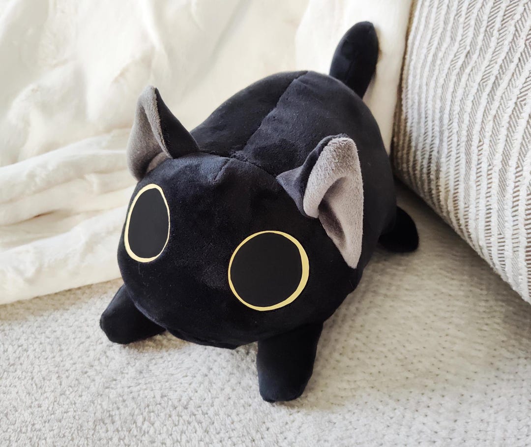 Black Cat Loaf Plushie, Handmade Squishy Plush Toy, Cat Stuffed Animal ...