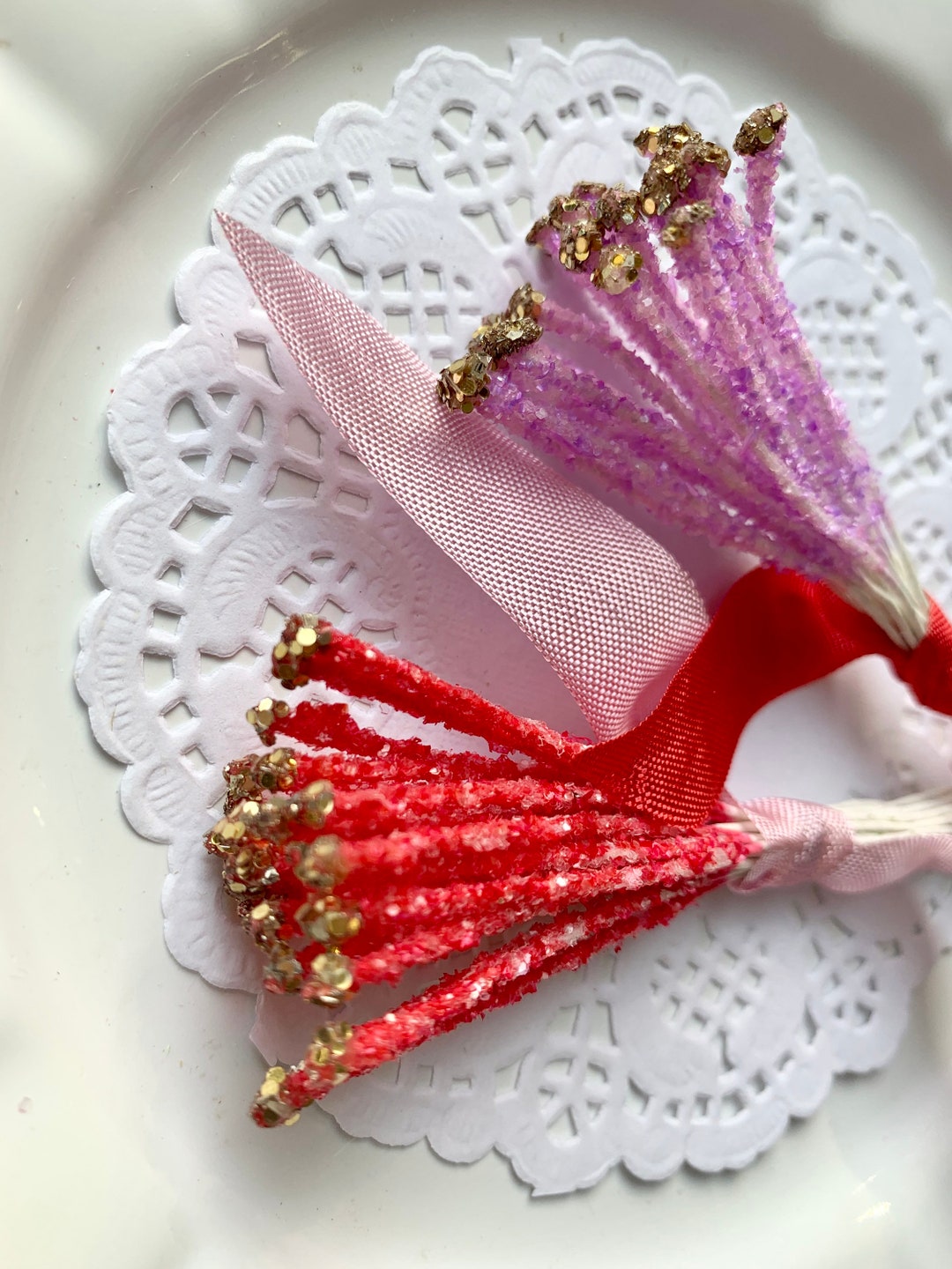 Flower Stamen-rock Candy-red 24 Single Stems-choose Red or Purple - Etsy
