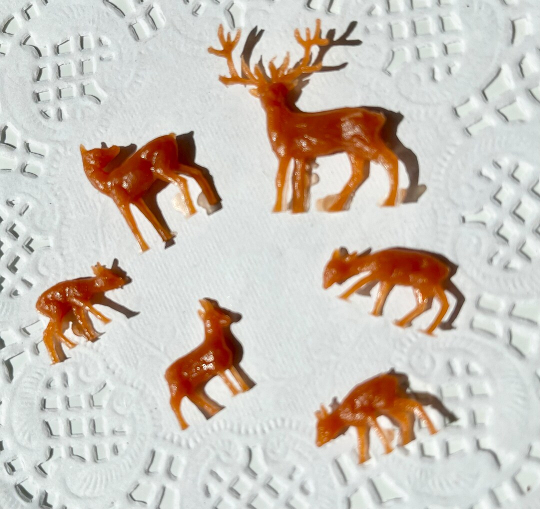 NOS Vintage 2 PACKAGES of 6-tiny Micro Reindeer-hong Kong-mcm ...