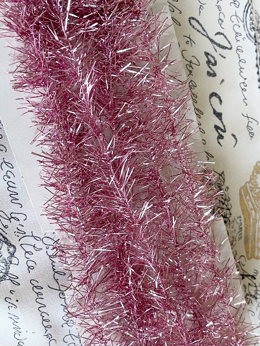 Vintage Rare Pink German LEAD Lametta Tinsel Feather Tree Garland-12 ...