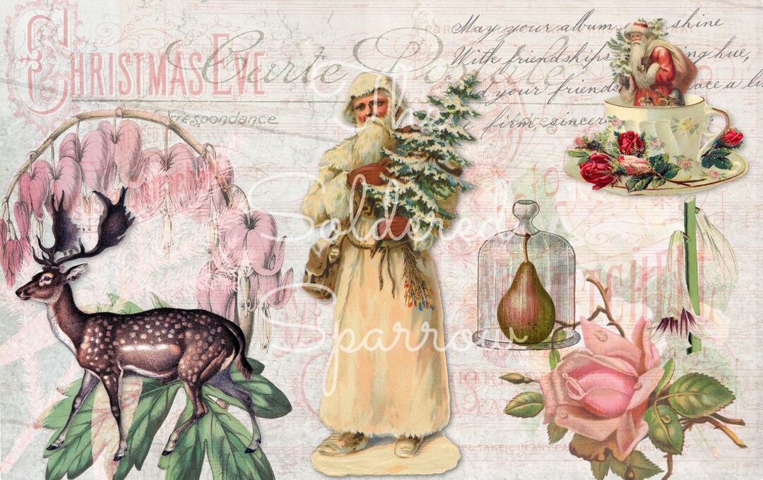 My Pink Sugar Santa Collage Sheet for Your ART! Pink Santa!digital ...