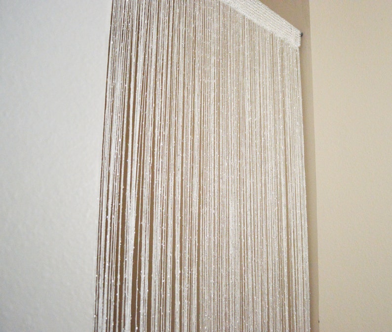 White with silver metallic thread curtain | Etsy