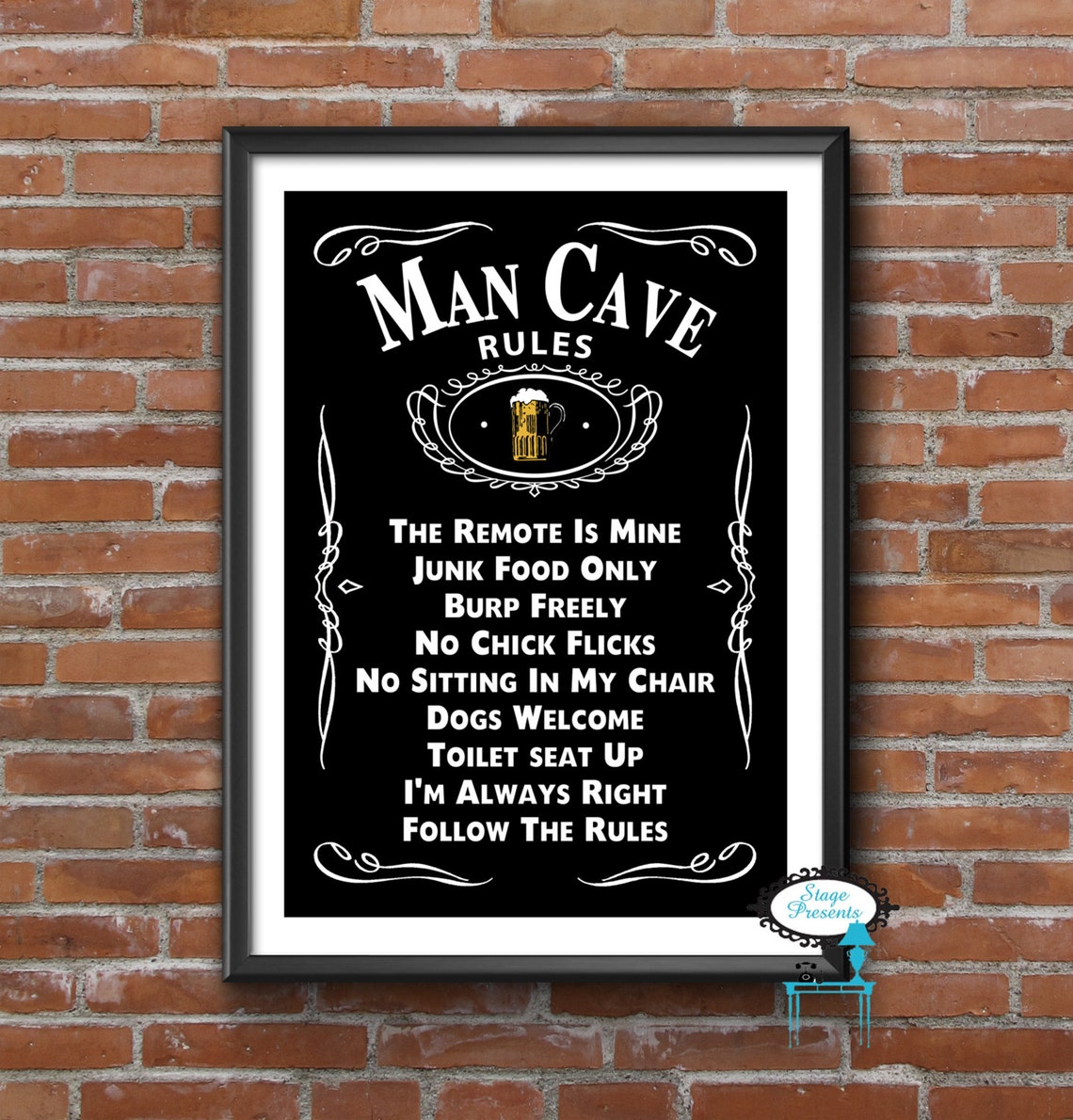Man Cave Rules Sign - 16X20 - Digital Download - Wall Art - Large ...