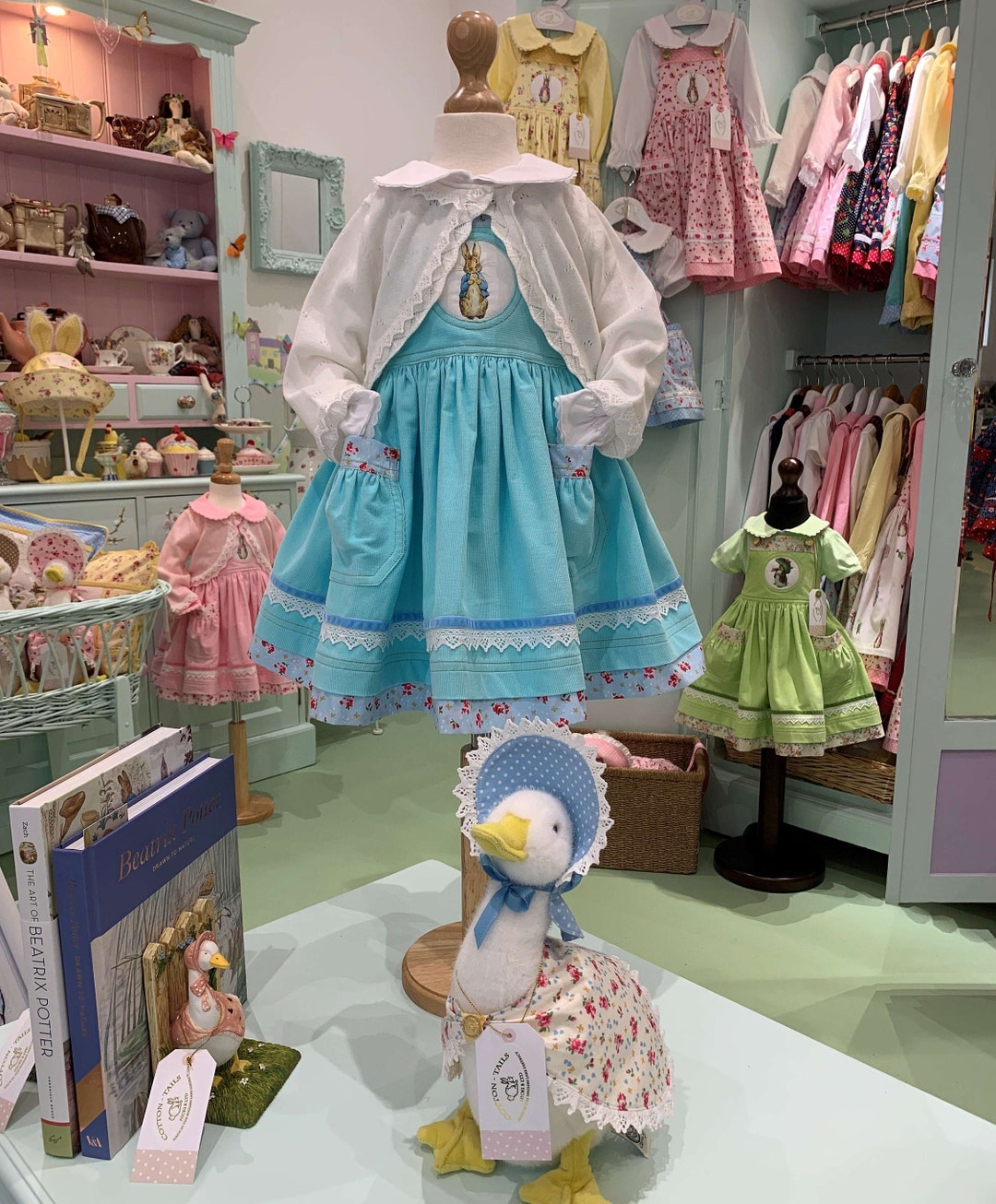 Peter Rabbit Pinafore Dress With Peter Pan Collar Top and Lacey ...