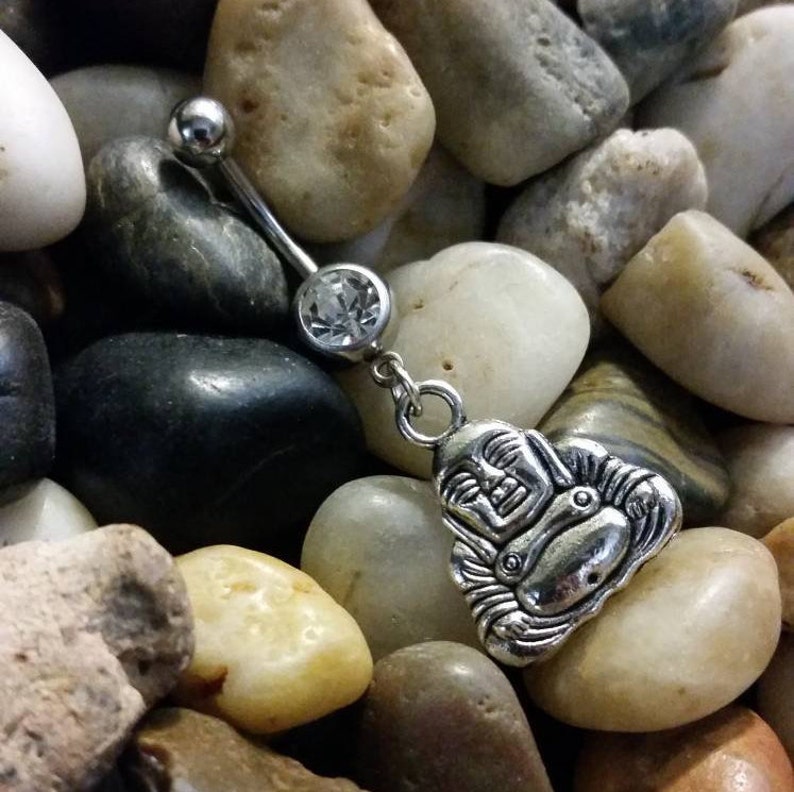 Buddha Head Belly Ring Dangling Navel Jewlery Body Piercings of ...