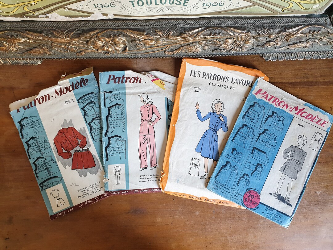 Set of 4 Vintage French Sewing Patterns - Etsy Set of 4 Vintage French Sewing Patterns - Etsy