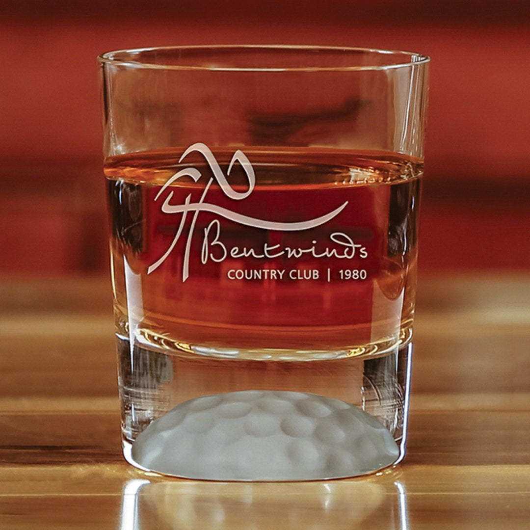 Golf Theme Shot Glass Set/2 - 3 1/2 Oz Crystal Glass - Frosted Golf ...