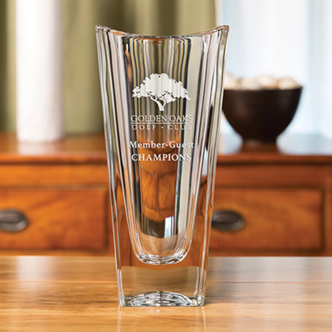 Reflection Vase - 12" Tall Handblown Crystal Glass - Personalized Gift ...