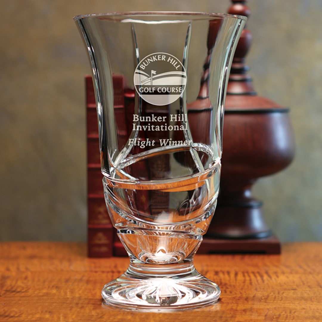 Marley Trophy Vase - 12" Tall Lead Crystal Trophy Vase - Personalized ...