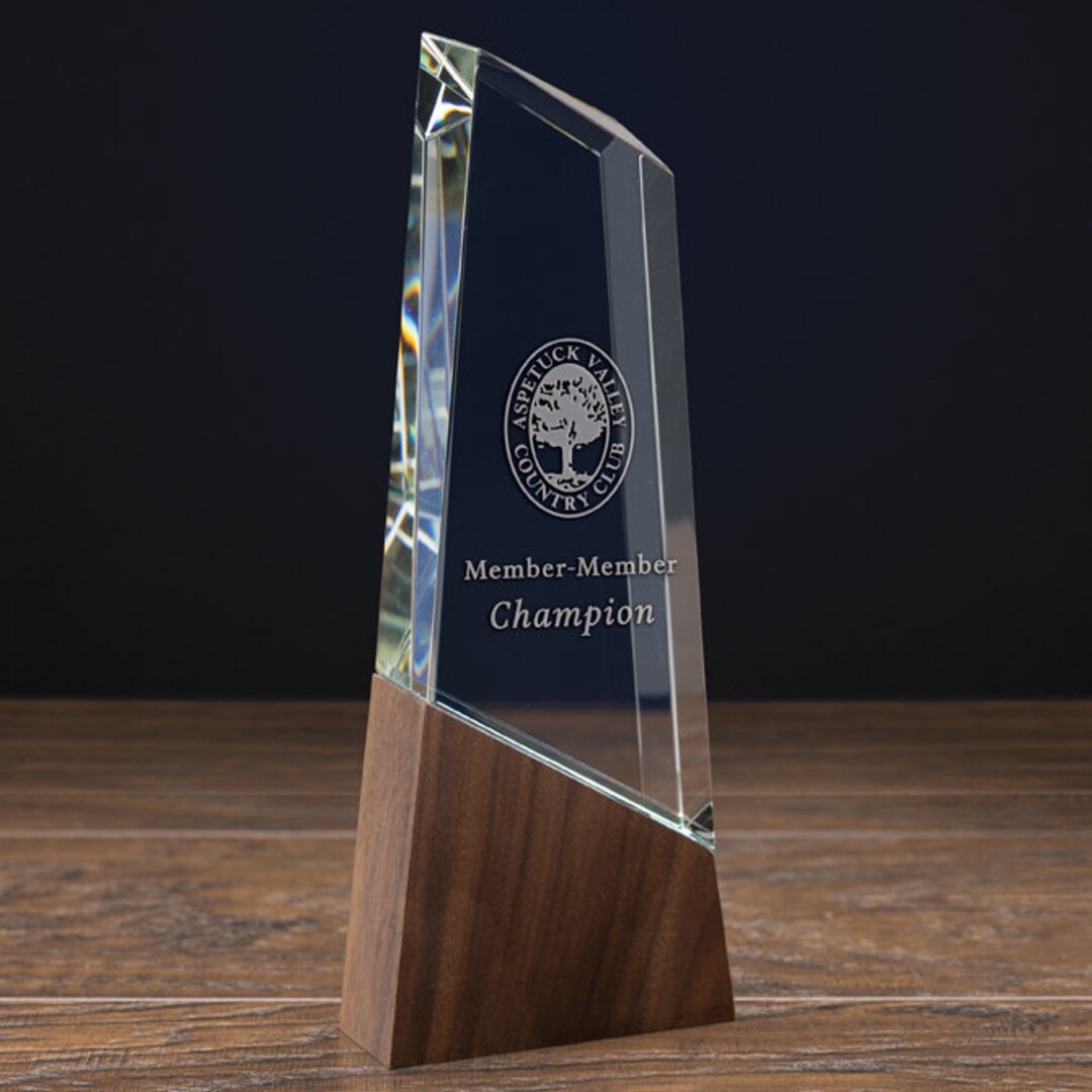 Sierra Award - Tall Glass and Walnut - Personalized Gift Engraved - Etsy