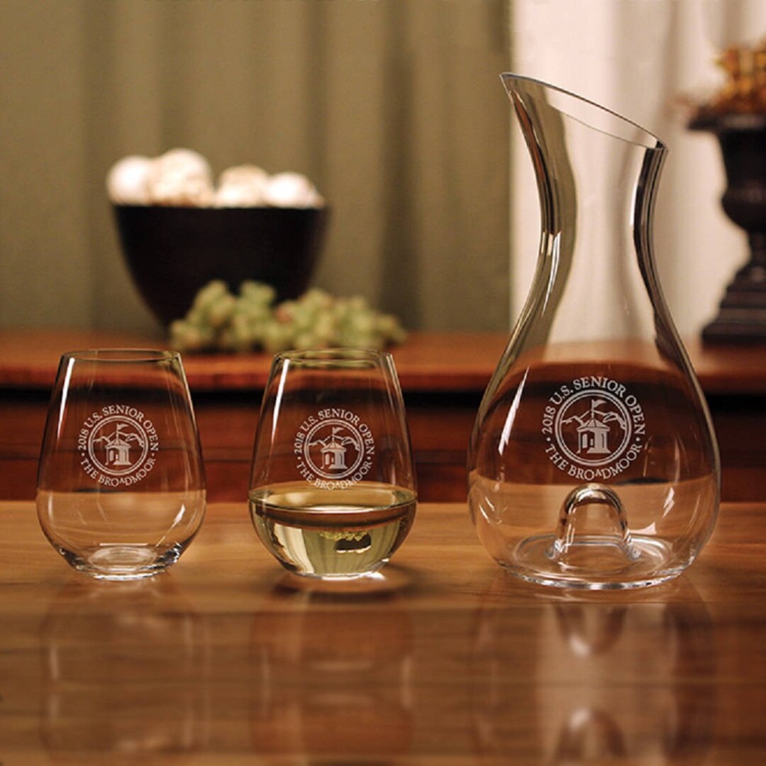 Vinery 3-piece Crystal Wine Set - Carafe and 2 Stemless Glasses ...