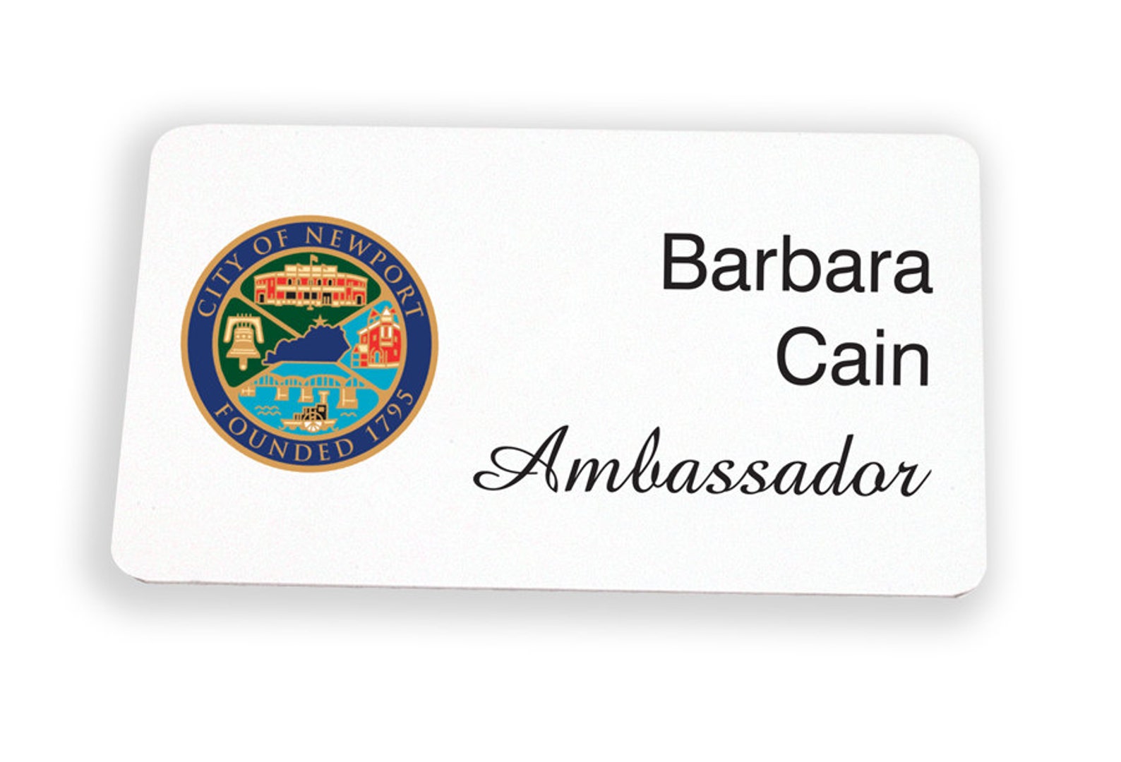 NAME BADGE White Aluminum Personalized With Magnetic Backing 2 - Etsy