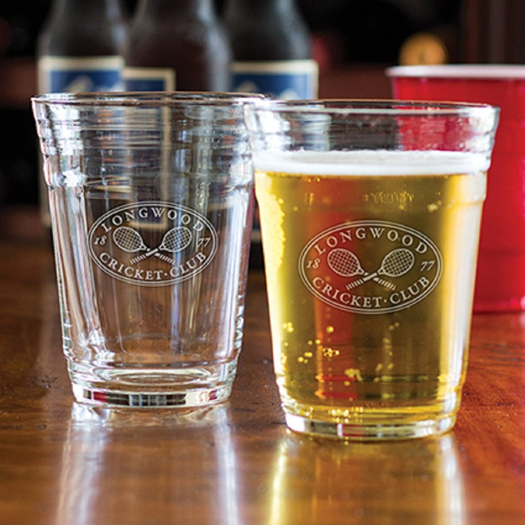 Set/2 - 16 Oz Glass Party Cup - Personalized Gift Engraved Beverage ...