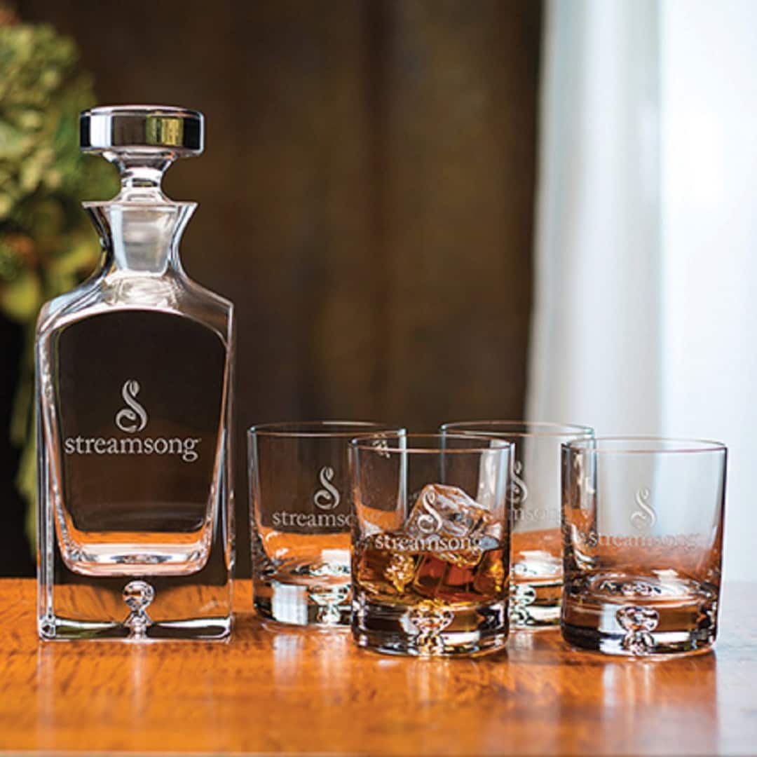 Deluxe Square Decanter Set - 5-piece Luxury Barware - Personalized Gift ...