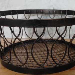 Vintage Round Metal Storage Basket - Etsy