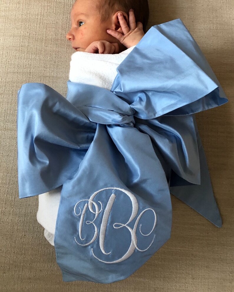 Monogrammed Newborn Swaddle Sash Photo PropPastel Blue Silk | Etsy