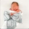 Monogrammed Newborn Swaddle Sash Photo Prop,pastel Blue Silk White ...