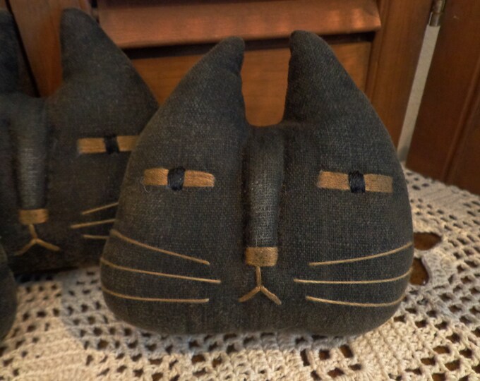 One Primitive Black Cat Head*cupboard Tuck*bowl Filler*cat Gift ...