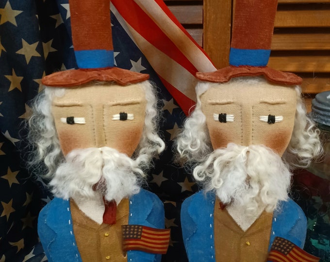 Large Primitive Uncle Sam Bustcupboard Tuckbowl Fillerfolk Arttiered ...