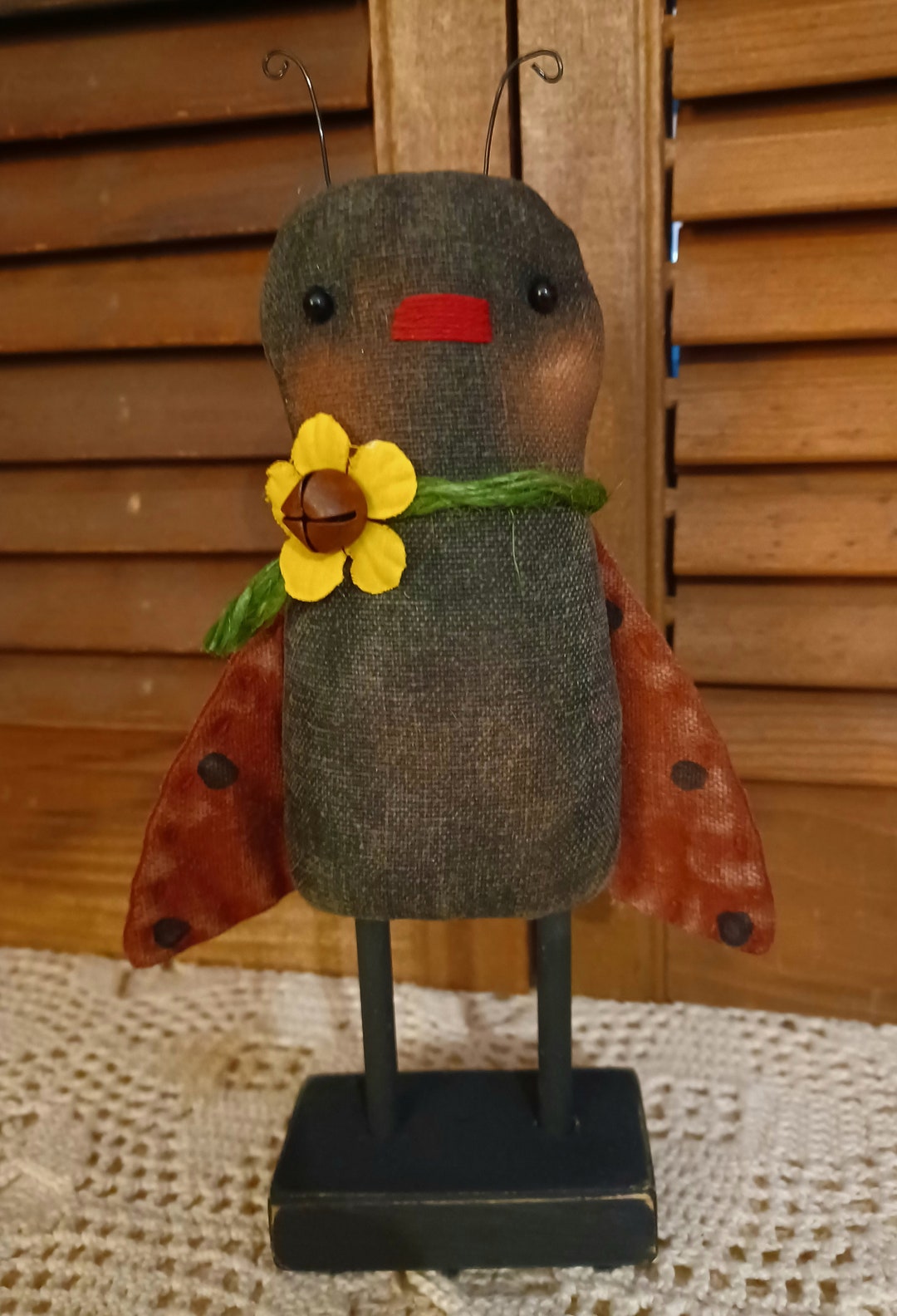Primitive Standing Stump Ladybug on Wood Base* Doll*summer* - Etsy