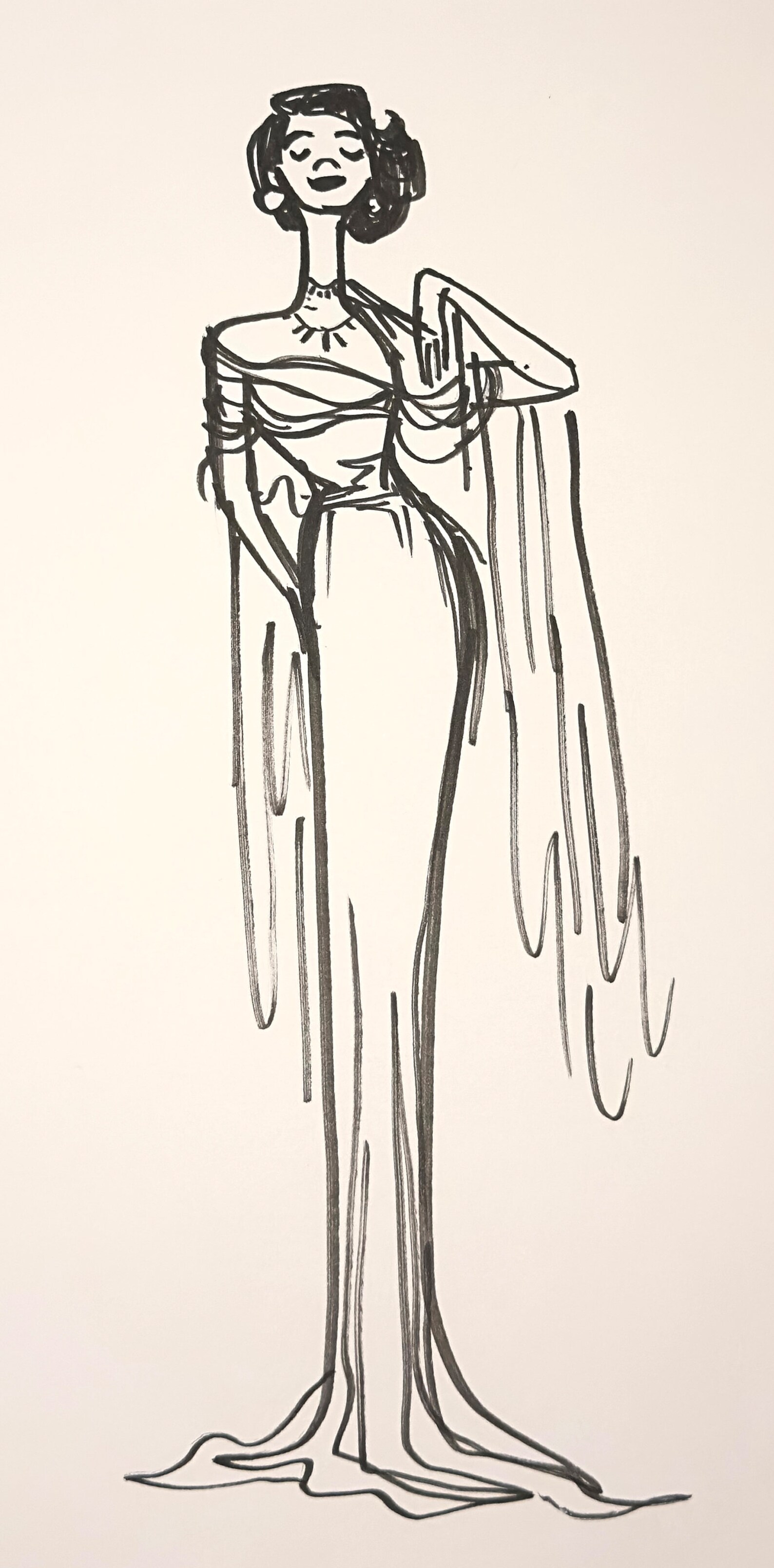 Elegant Lady Ink Drawing - Etsy