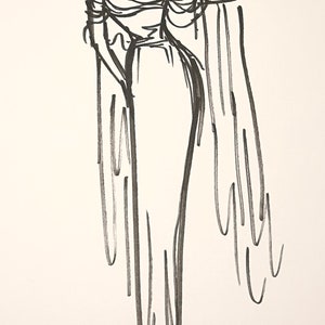 Elegant Lady Ink Drawing - Etsy UK