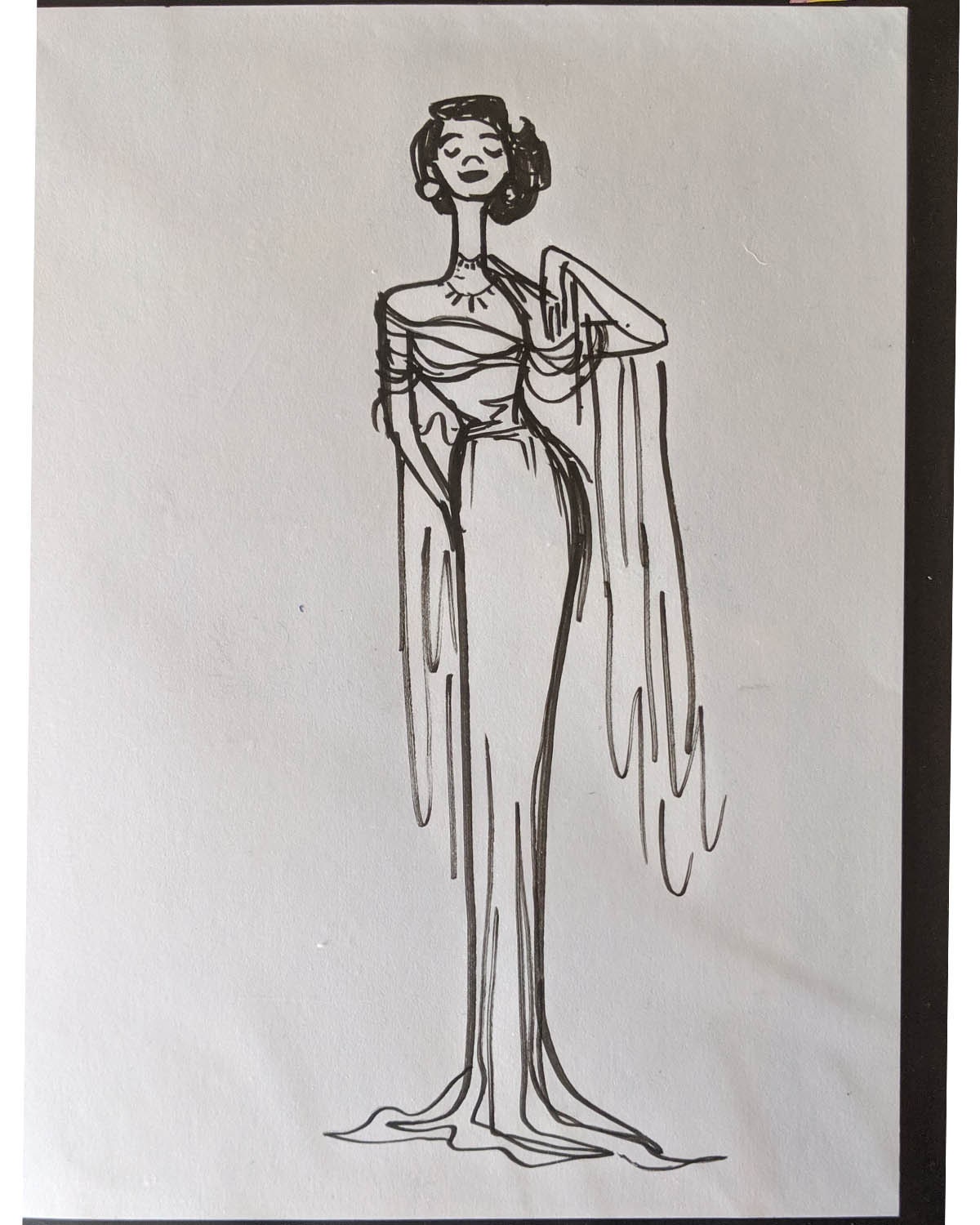Elegant Lady Ink Drawing - Etsy UK