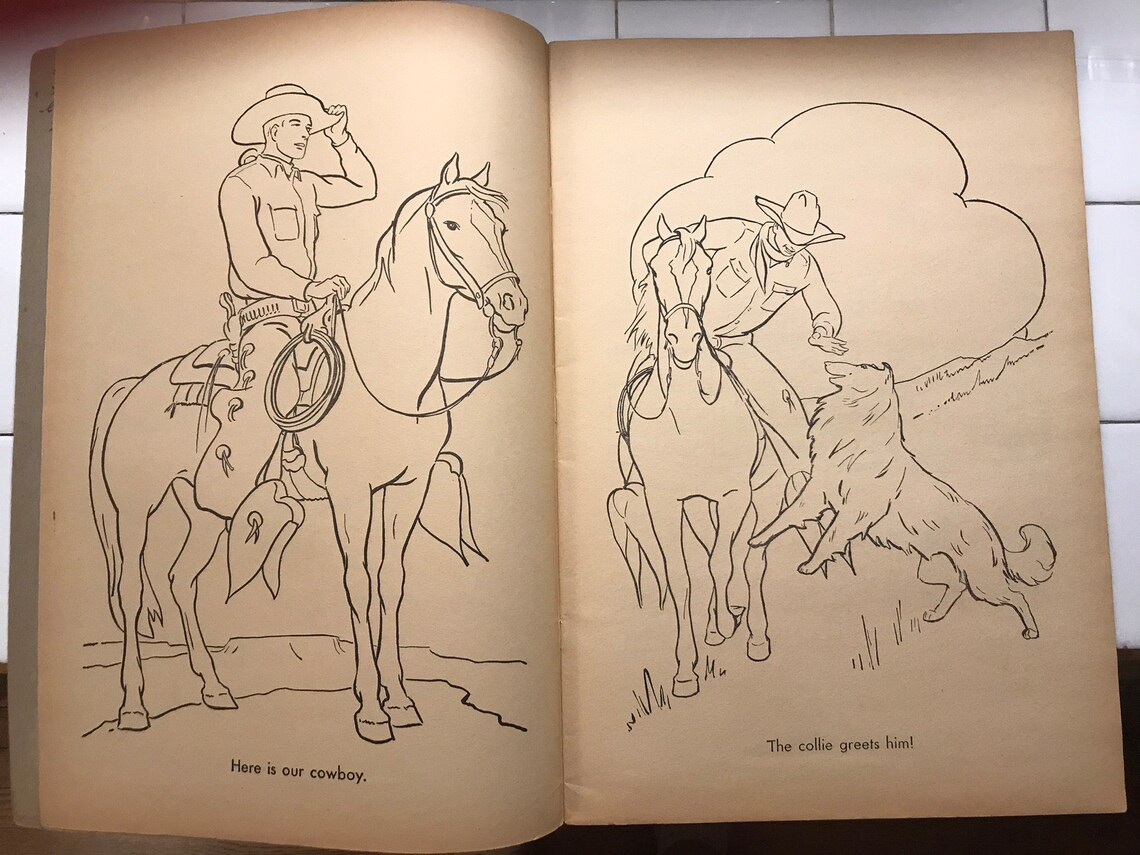 Original 1950s COWBOY JOE Coloring Book With Cut Outs Merrill Compagny ...