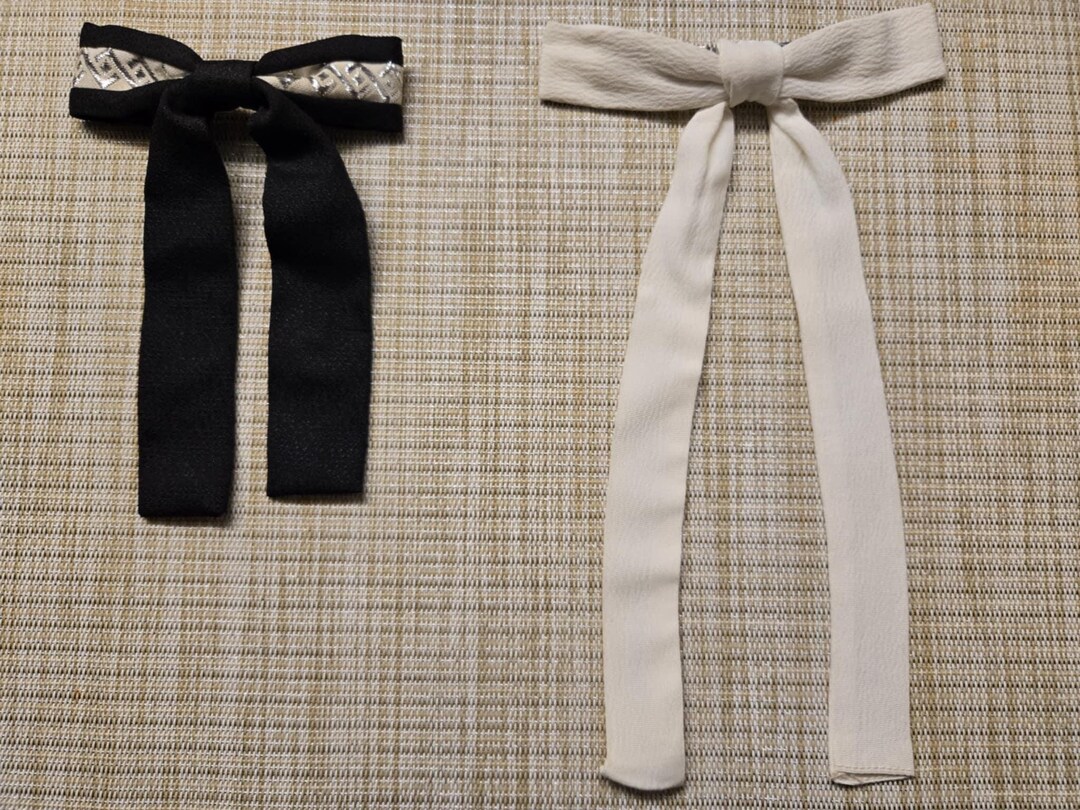 VINTAGE 1950s Western X 2 Ties Bowtie Black Lurex White 1950 Bow Tie ...