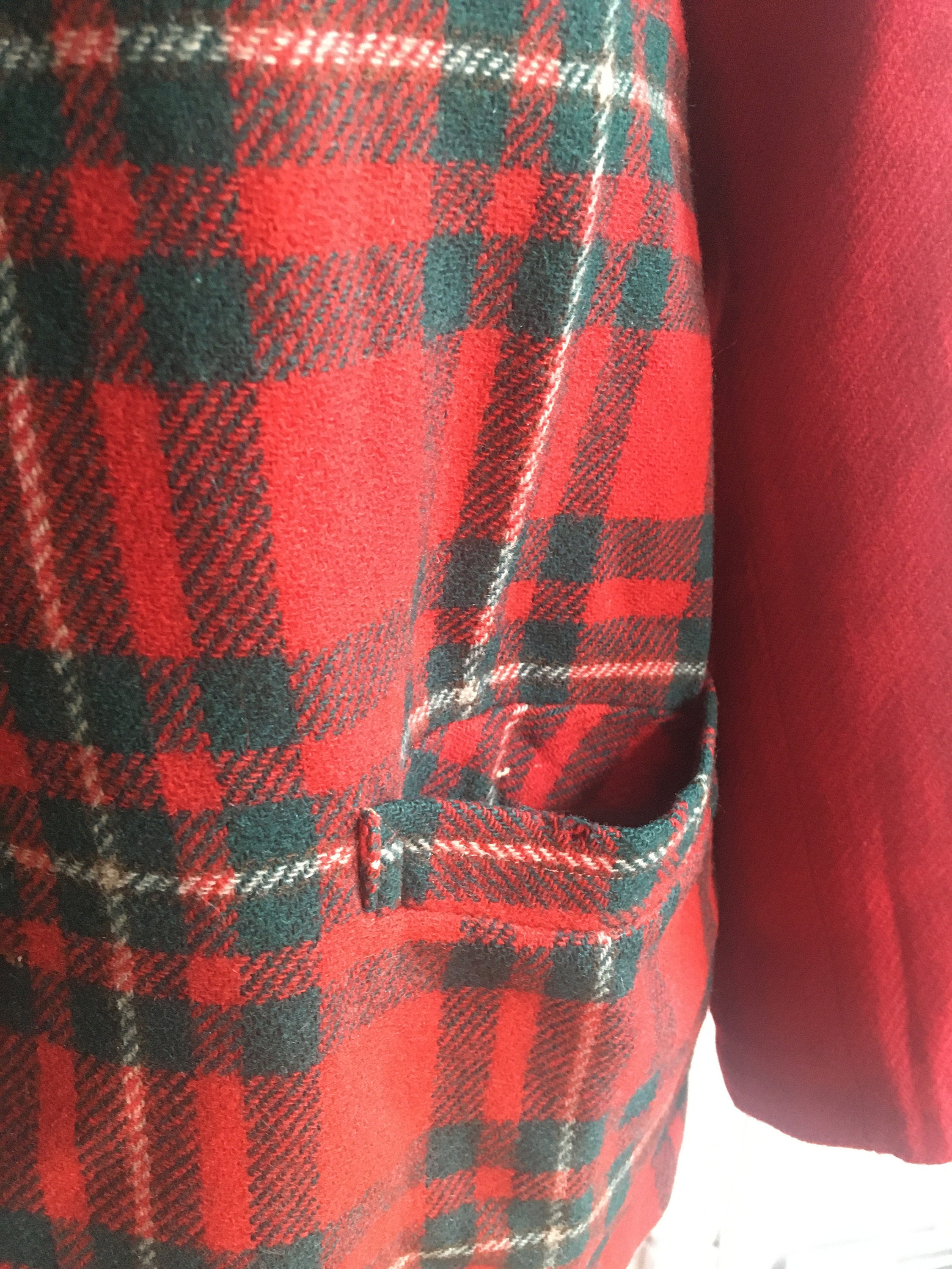 Vintage 1940s Two-tone RED PLAID Wool PENDLETON Style 1940s Hollywood ...