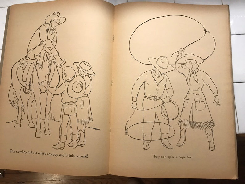 Original 1950s COWBOY JOE Coloring Book With Cut Outs Merrill Compagny ...
