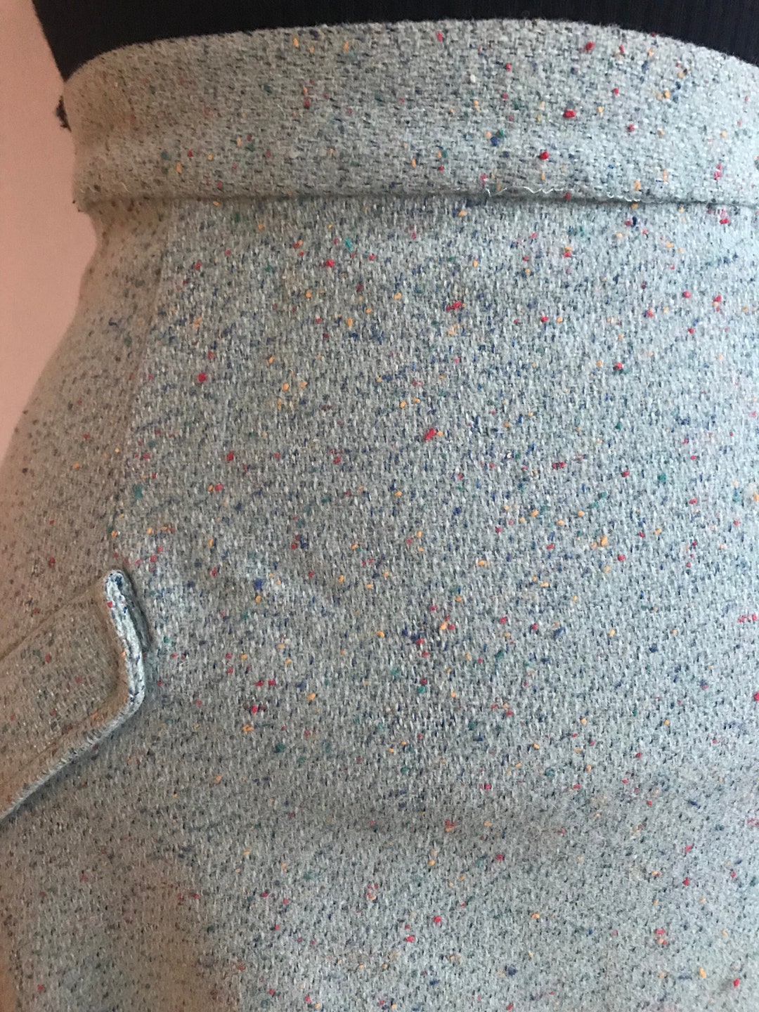 FLECK Pattern 1950s Wiggle Skirt / Flecked Blue 50's Skirt / Petite 24 ...