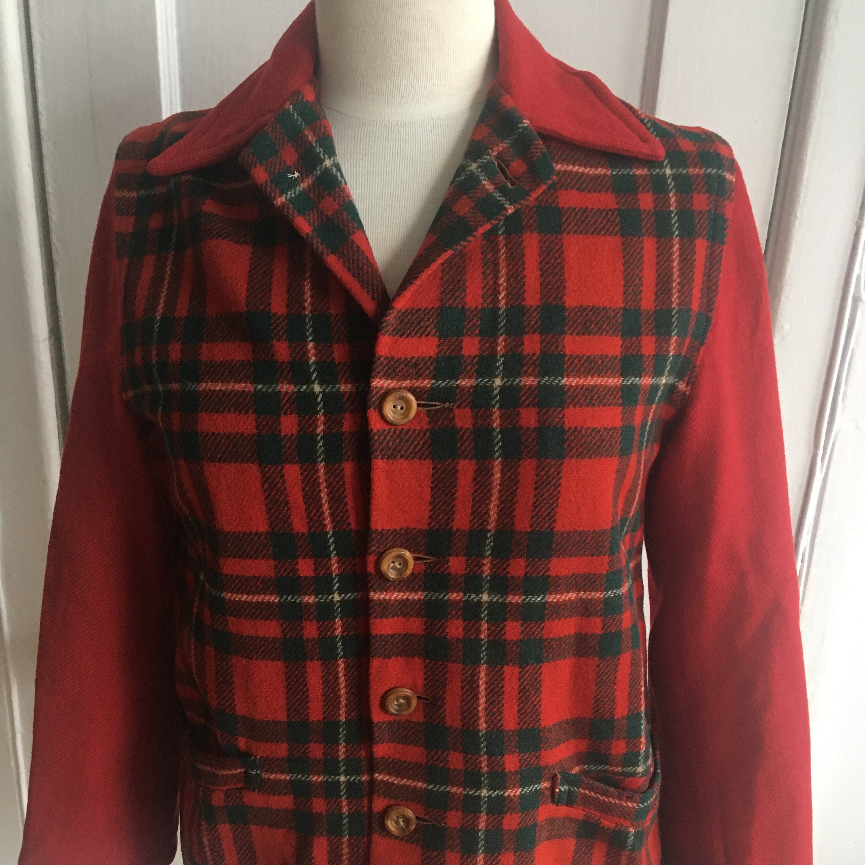 Vintage 1940s Two-tone RED PLAID Wool PENDLETON Style 1940s Hollywood ...