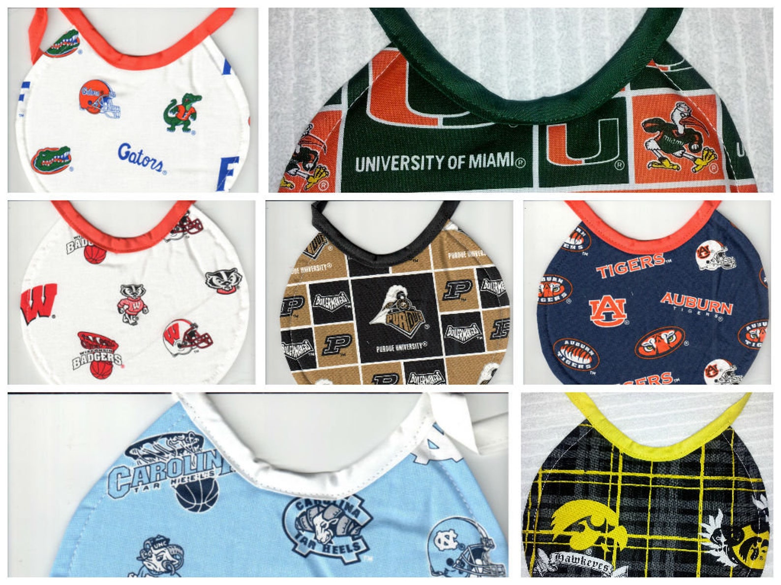 College Newborn Bibs Made With NCAA Fabric Handmade - Etsy